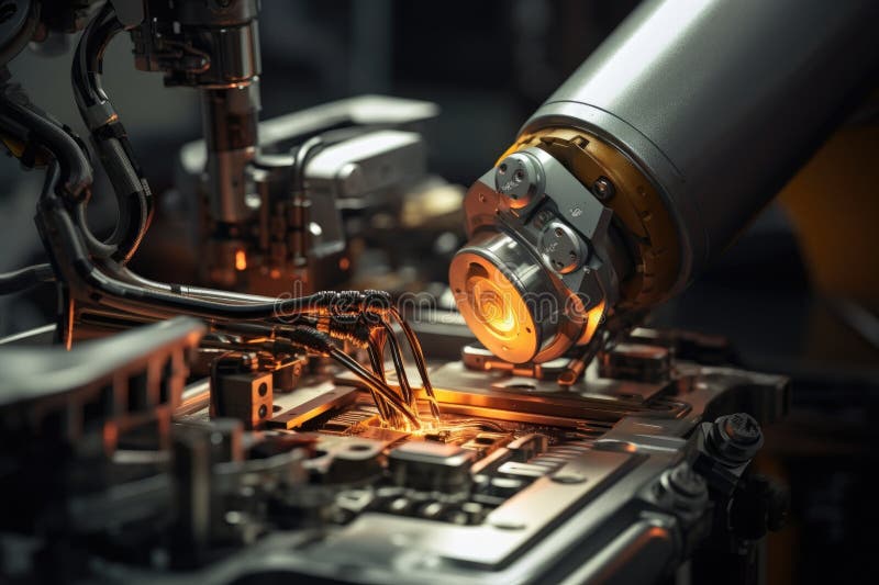 Close-up of a Robotic Arm Assembling Electronics Stock Image - Image of ...