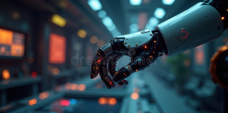 Close Up Robotic Arm Assisting Flight Controls, Hand, Aircraft, Robotic ...