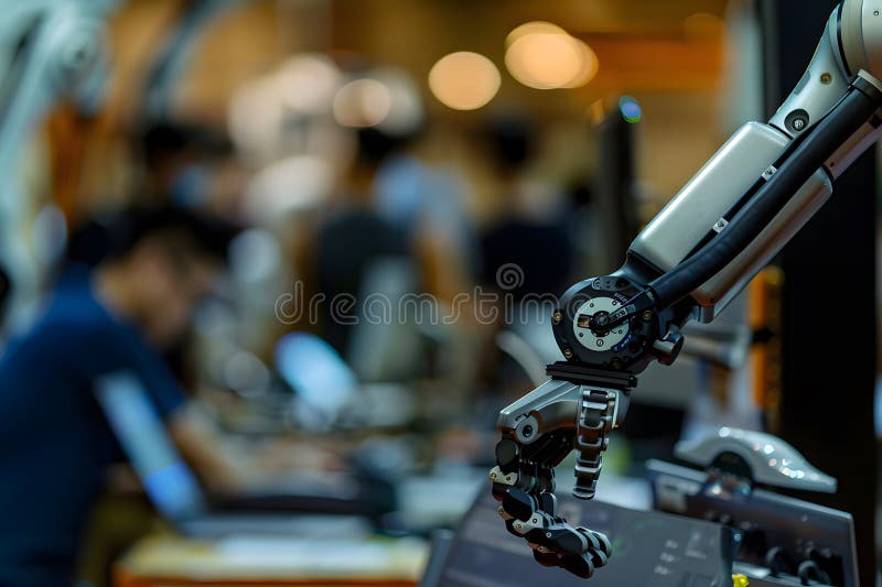 Close-up of a Robotic Arm Operating Control Panel in Industrial Setting ...