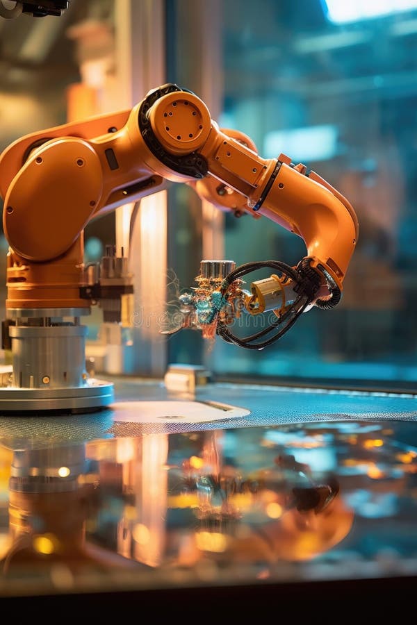 Close-up of Robotic Arm Performing Precision Task Stock Illustration ...