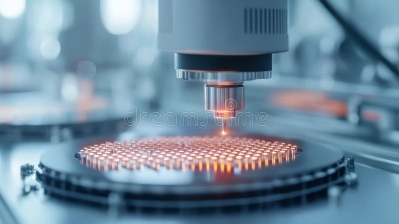 Close-up of a Robotic Arm with a Soldering Tip Over an Array of Circuit ...
