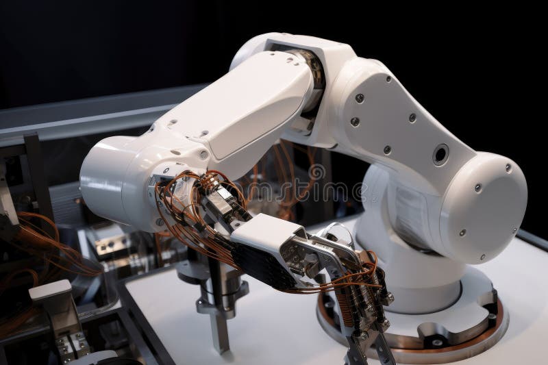 Close-up of Robotic Arm, with Tools and Parts Visible Stock ...