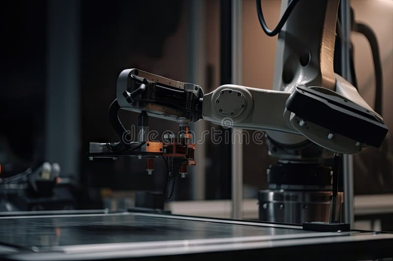 Close-up of Robotic Arm with Tools and Wires Stock Illustration ...