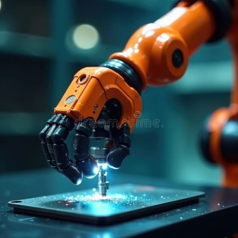 Close-up of Robotic Arm Undergoing Precise Adjustment Machinery Fine ...