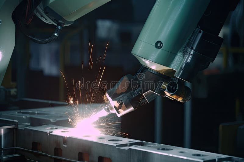 Close-up of Robotic Arm Welding Joint with Precision and Accuracy Stock ...