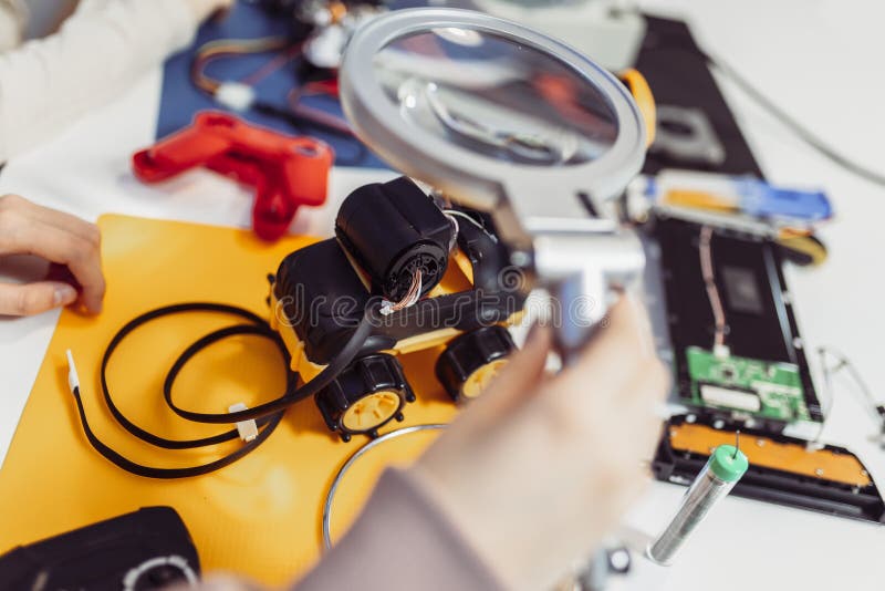 Robotic Car on Table in Engineering Class at Children Development ...