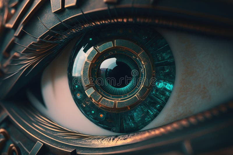 Close Up of a Robotic Cyber Eye Made with Generative AI. Stock ...