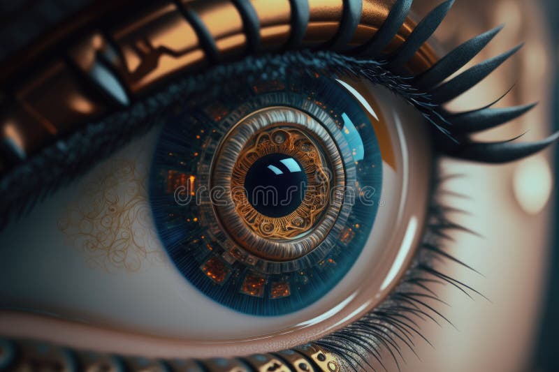 Close Up of a Robotic Cyber Eye Made with Generative AI. Stock ...