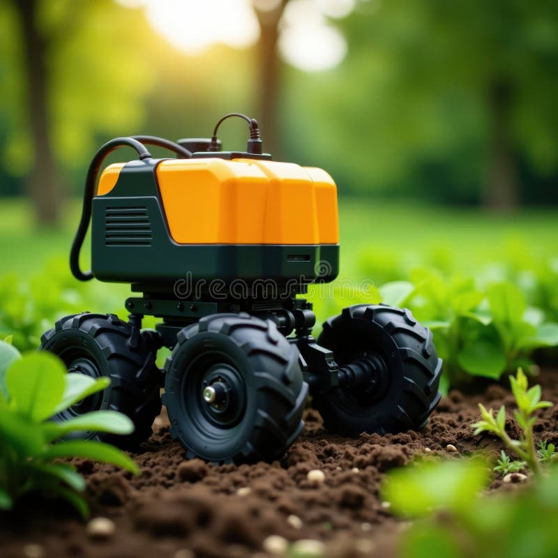Close Up of Robotic Fertilizer Applicator in Garden , Robotic ...