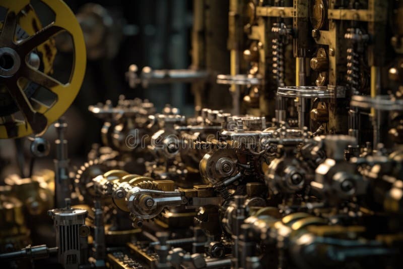 Close-up of Robotic Gears and Mechanisms in a Factory Stock ...