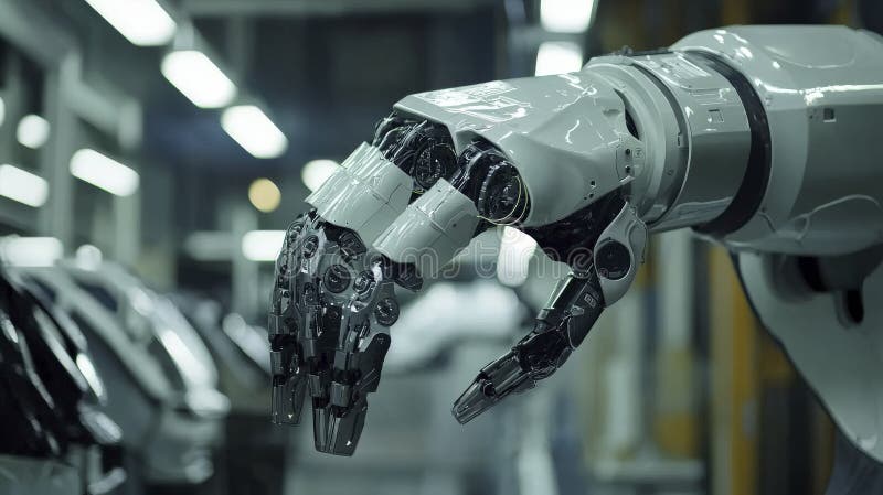 Close-up of Robotic Hand with Gears Exposed Stock Illustration ...