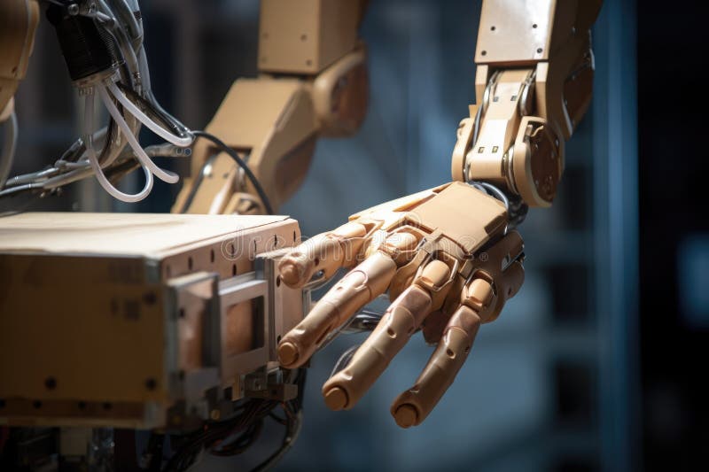 Close-up of Robotic Hand Gripping Package Stock Illustration ...