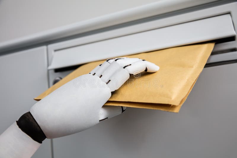Robot Inserting Envelope in Mailbox Stock Image - Image of locker ...