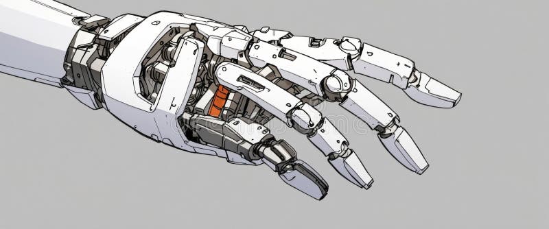 Close-up of a Robotic Hand with a Metallic Sheen, Illustrating ...