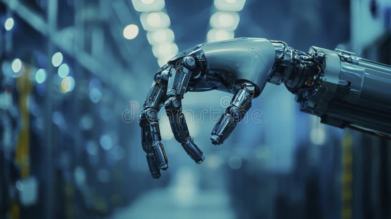 Close-up of a Robotic Hand Reaching Forward Stock Illustration ...