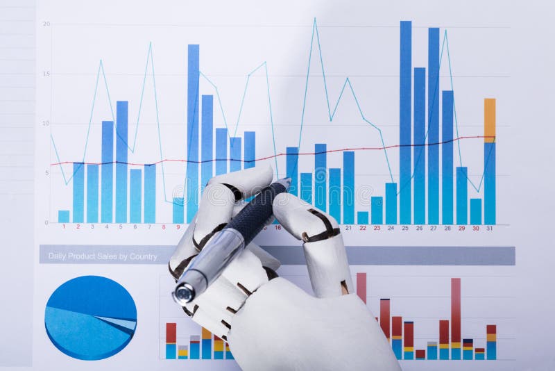 Robot Using Pen while Working on Graph Stock Image - Image of closeup ...