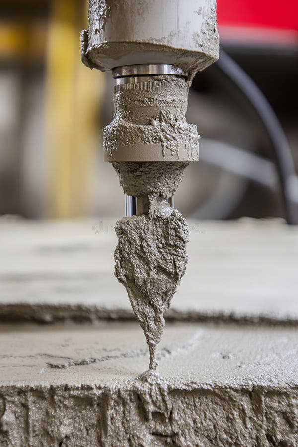 Close-up of Robotic Nozzle Extruding Specialized Construction-grade ...