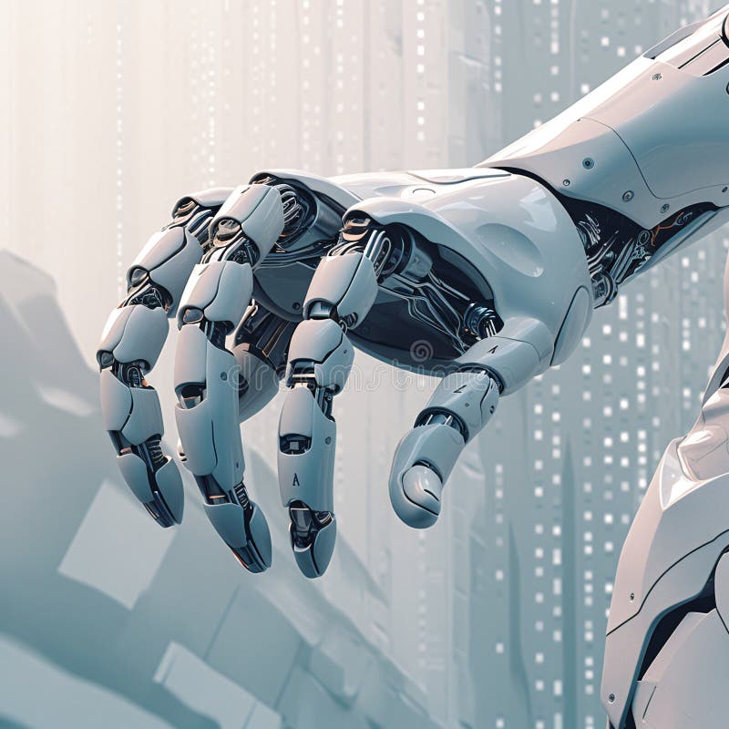 Close-up of a Robotic White Arm. AI Generated Stock Illustration ...