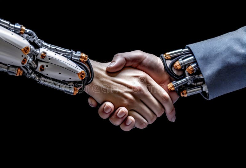 Close Up of Robots Handshake. Generative AI Stock Illustration ...