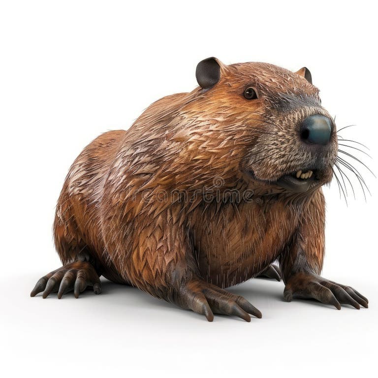 North American Beaver Sitting, Close-Up View of a Furry Animal Stock ...