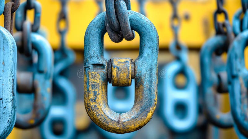 A Close-up of Robust Lifting Equipment Surrounded by Chains and Pulleys ...