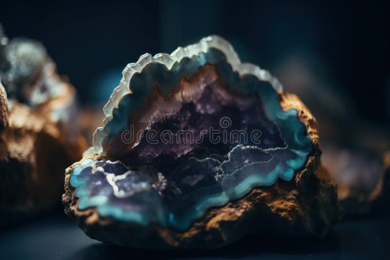 A Close Up of a Rock with a Blue and Purple Substance Stock ...