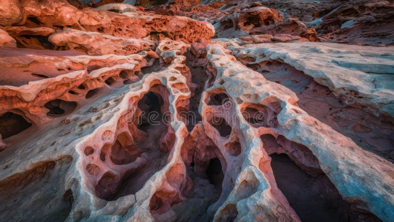 A Close Up of a Rock Formation with Holes in it, AI Stock Image - Image ...