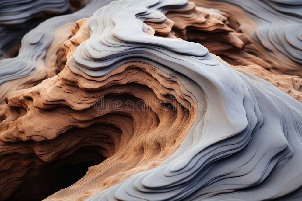 A Close Up of a Rock Formation with Wavy Patterns Stock Illustration ...