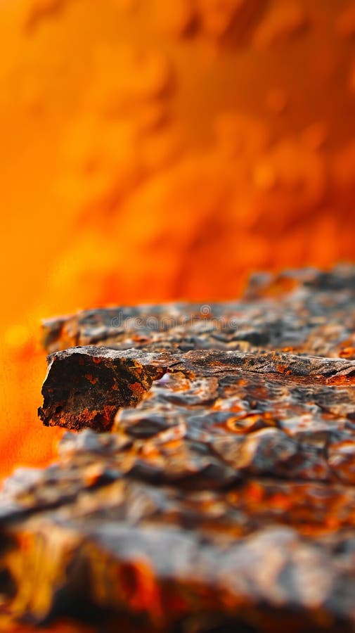 A Close Up of a Rock with an Orange Background Stock Photo - Image of ...