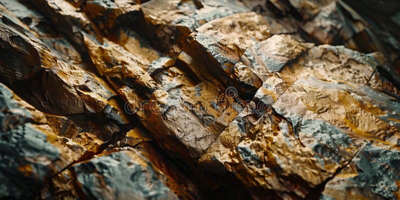 A Close Up of a Rock with Some Gold and Brown Stock Image - Image of ...