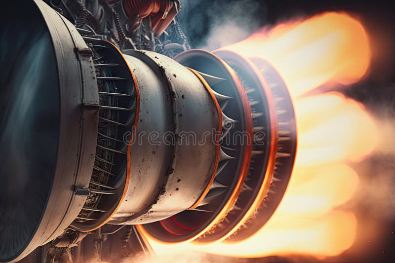Close-up of Rocket Engine Firing, with Flames and Smoke Visible Stock ...