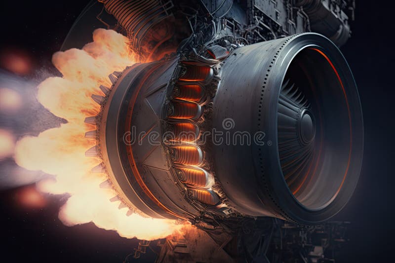Close-up of Rocket Engine Firing, with Flames and Smoke Visible Stock ...