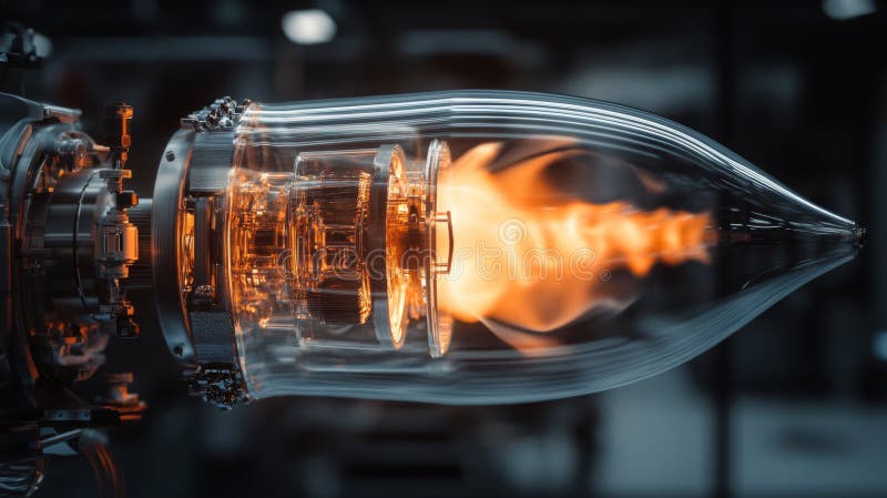 A Close-up of a Rocket Engine Firing in a Test Facility Stock Photo ...