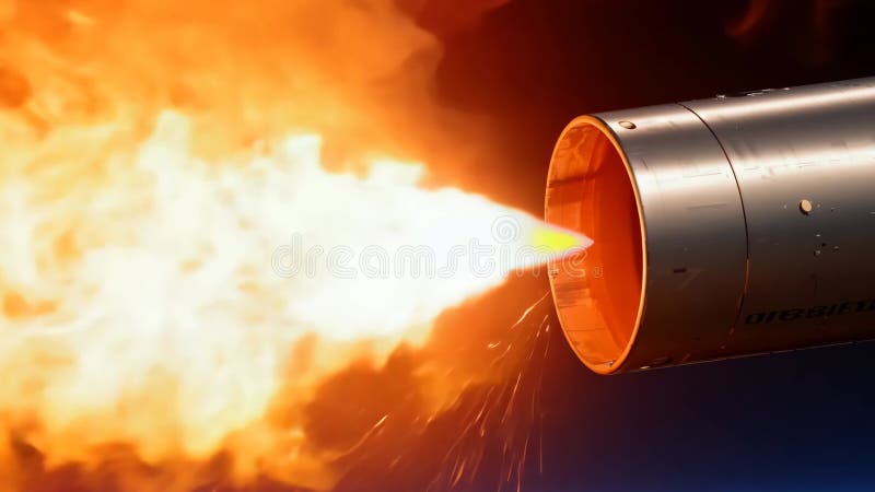 Close-up of Rocket Engine Ignition with Powerful Flames Bursting from ...