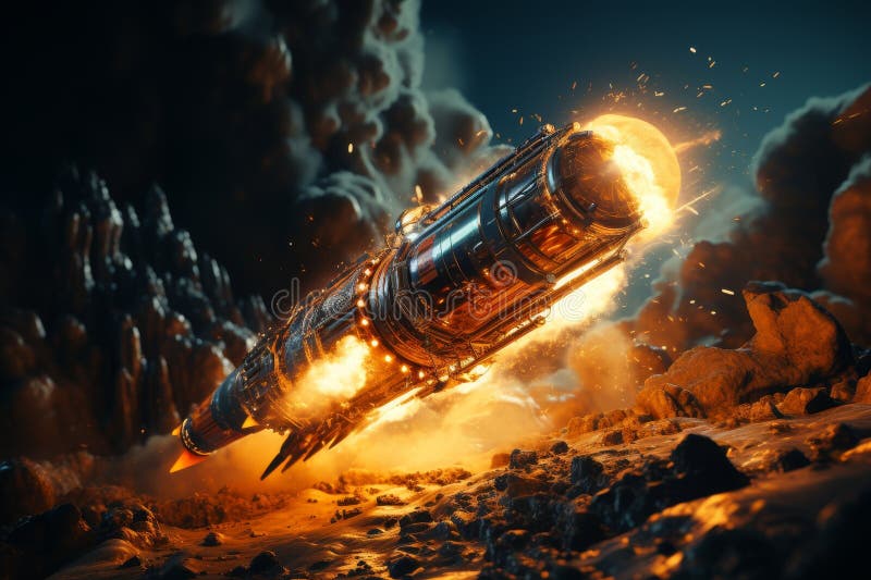 Close Up Rocket Engine Ignition Powerful Flames Erupt from Nozzle in ...