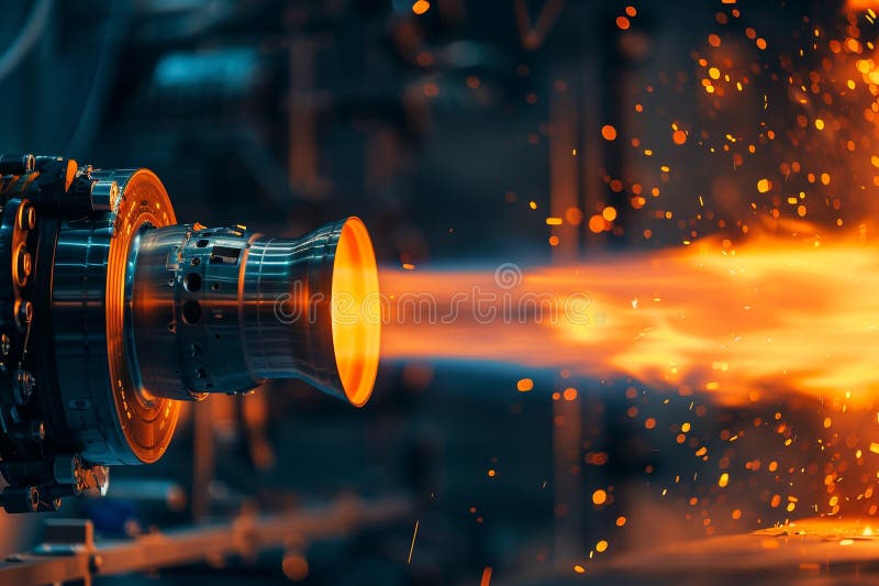 Closeup of a Rocket Engine Nozzle during a Test Firing Capturing the ...