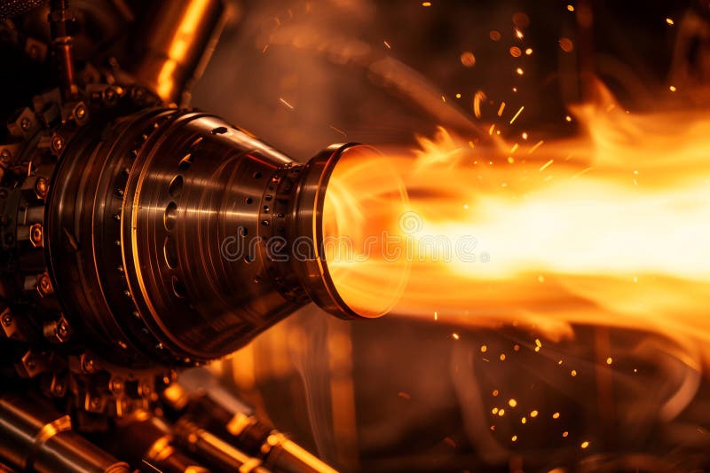 Closeup of a Rocket Engine Nozzle during a Test Firing Capturing the ...