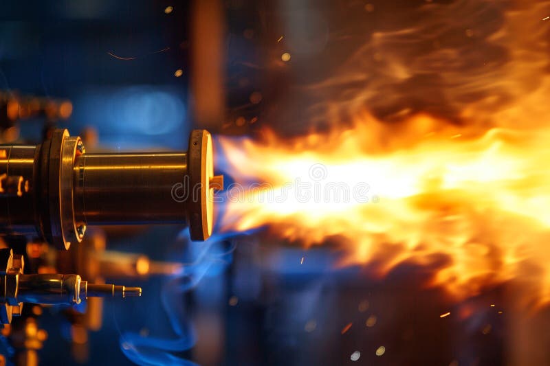 Closeup of a Rocket Engine Nozzle during a Test Firing Capturing the ...