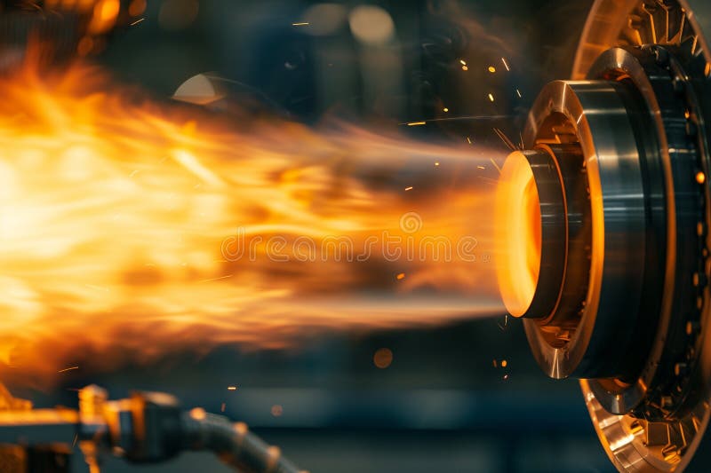 Closeup of a Rocket Engine Nozzle during a Test Firing Capturing the ...