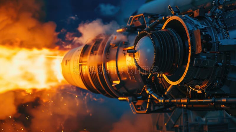 Close-up of a Rocket Engine during a Test Fire, Showcasing Its Power ...