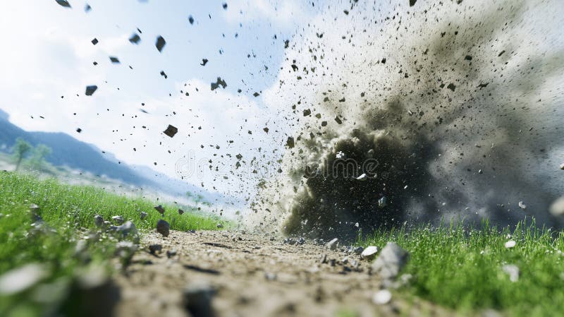 Close-up of Rocket Impact Creating a Massive Blast Wave in Ultra HD ...