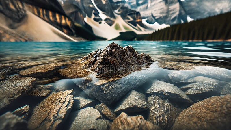 A Close-up of Rocks Just Below the Surface of Moraine Lake Stock ...