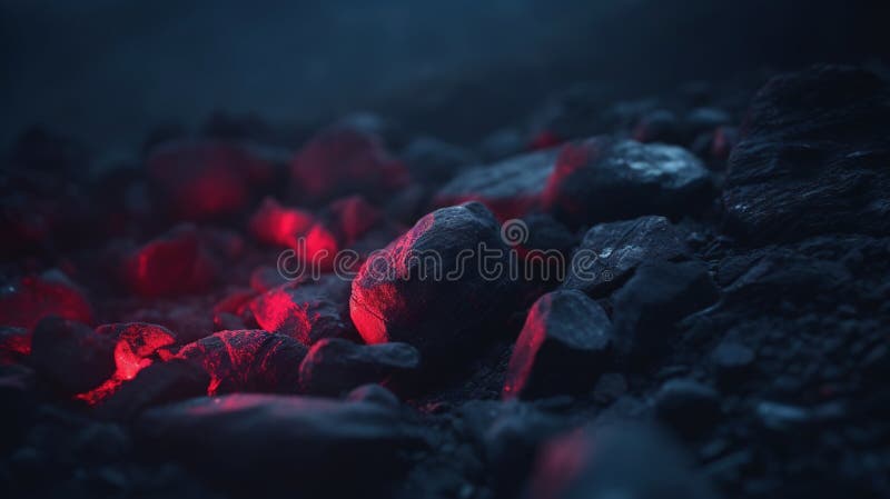 A Close Up of Rocks and Lava in a Dark Room Stock Illustration ...
