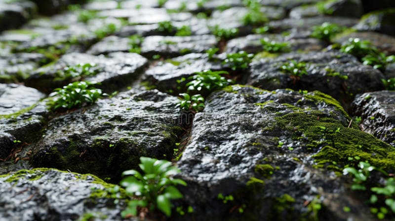 Close-up of Rocks with Moss Stock Image - Image of landscape, design ...