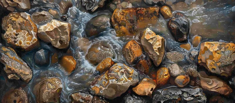 Close Up of Rocks and Water in Stream Stock Image - Image of texture ...