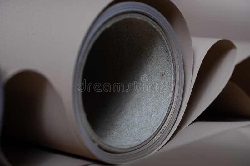 A Close-up of a Roll of Beige Mocha Mousse Paper with a Visible ...