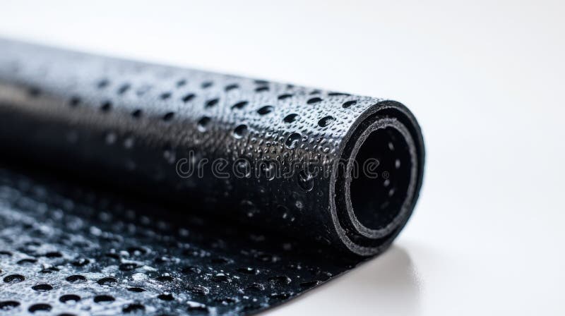 Close Up of Rolled Black Rubber Mat Showcasing Textured Surface and ...