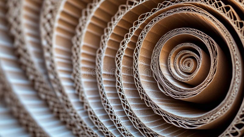 Close Up of Rolled Cardboard Creating Concentric Circles and Spiral ...