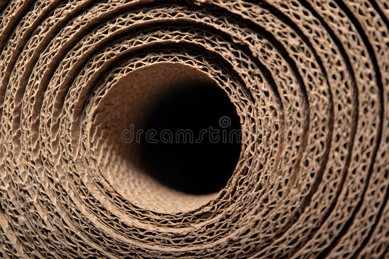 Close Up of Rolled Corrugated Cardboard Creating Concentric Circles ...