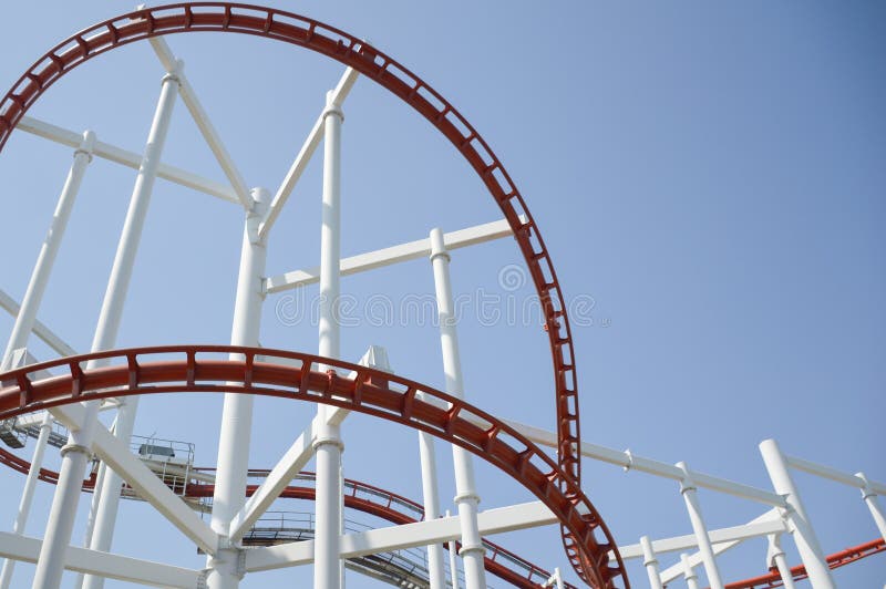 Roller Coaster Twisting Rail Track Structure in the Park Stock Photo ...